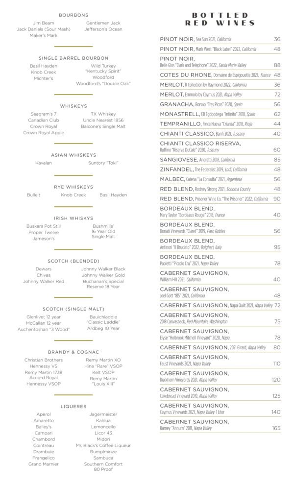 Full Bar Menu - RH House