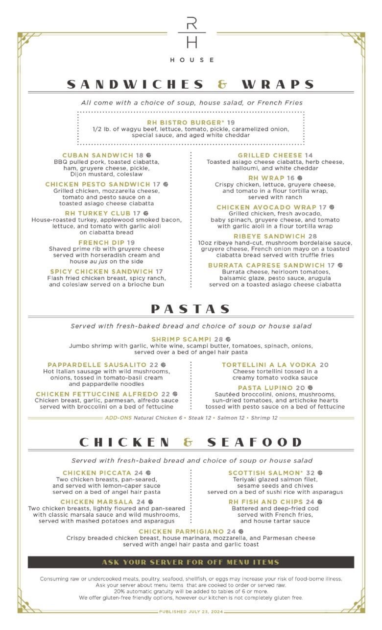 Lunch Menu - RH House