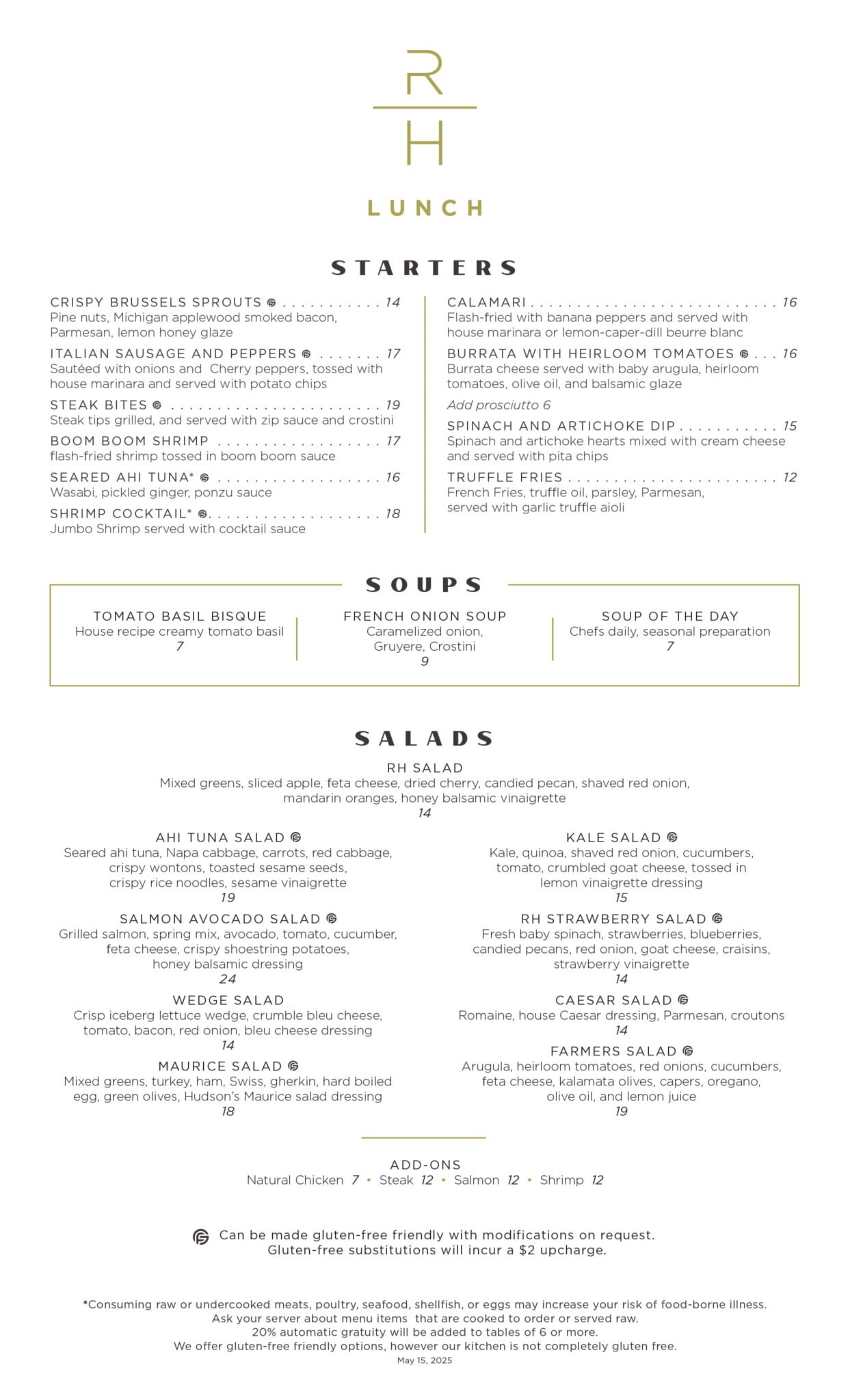 Lunch Menu - RH House