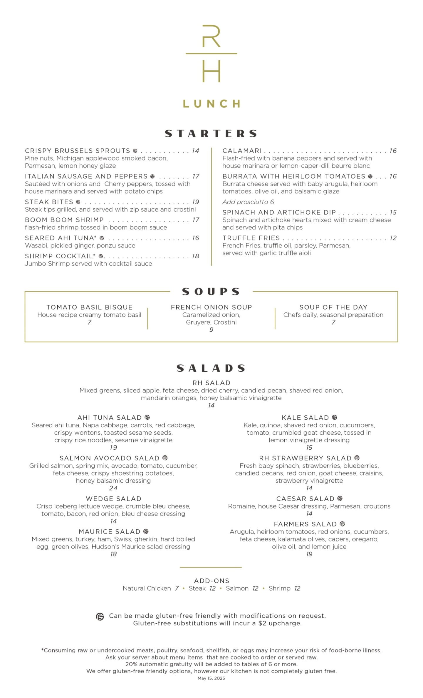 Lunch Menu - RH House