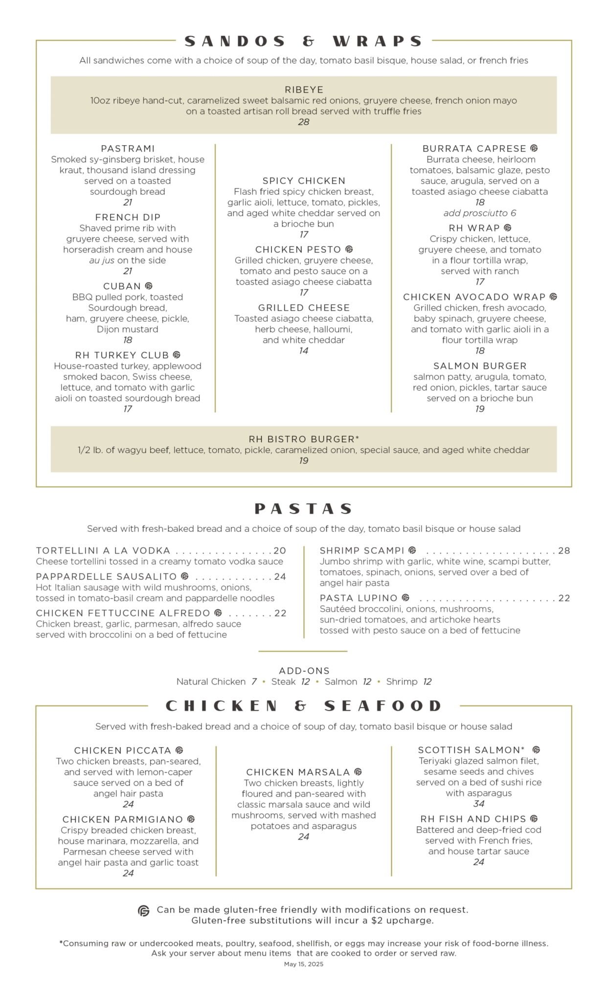 Lunch Menu - RH House