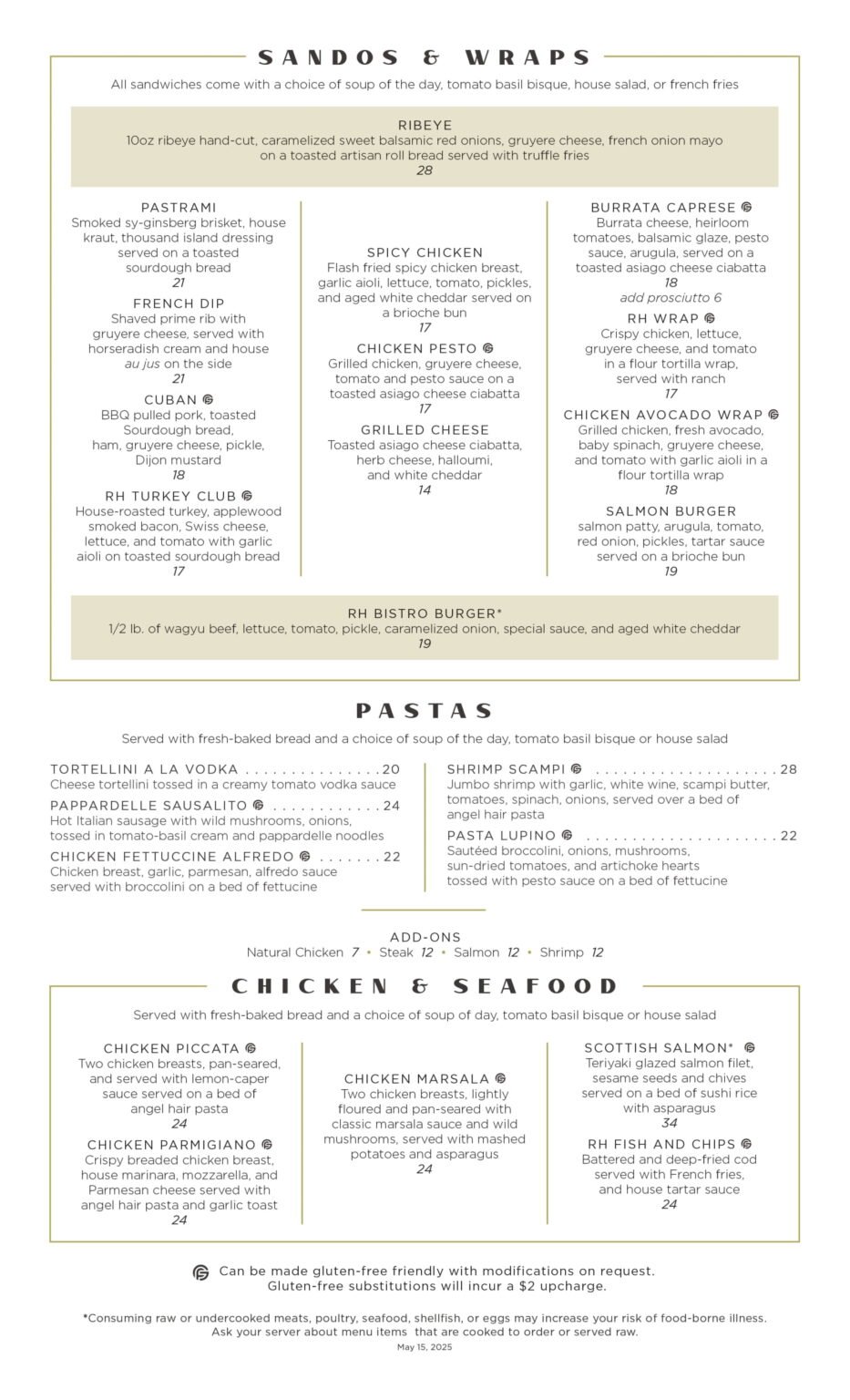 Lunch Menu - RH House